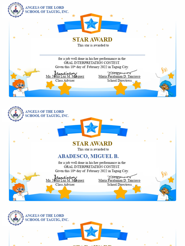 Oic Award Grade 1 | PDF