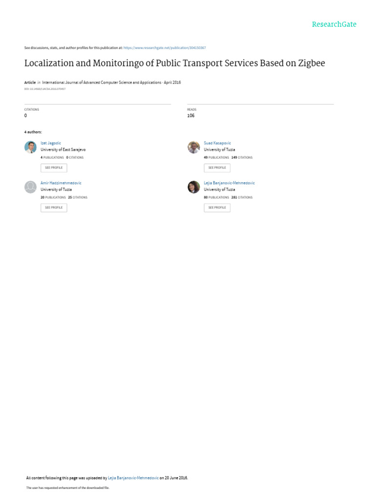Paper 57-Localization and Monitoringo of Public Transport Services Based On Zigbee | PDF ...