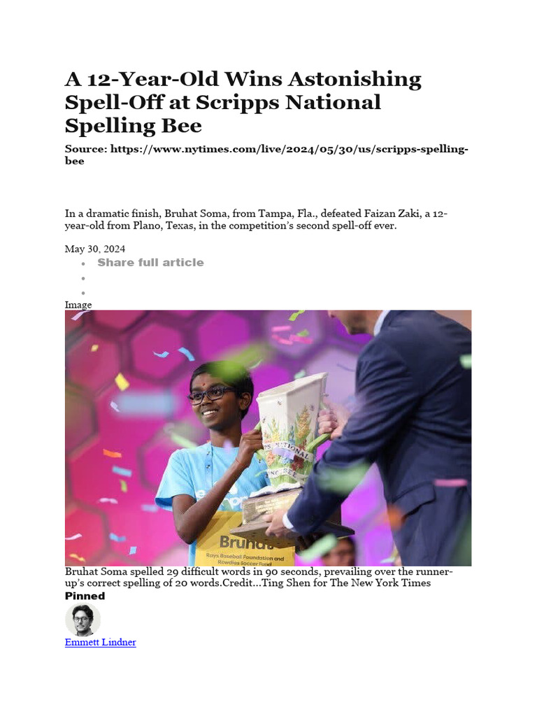 1 A 12-Year-Old Wins Astonishing Spell-Off at Scripps National Spelling ...