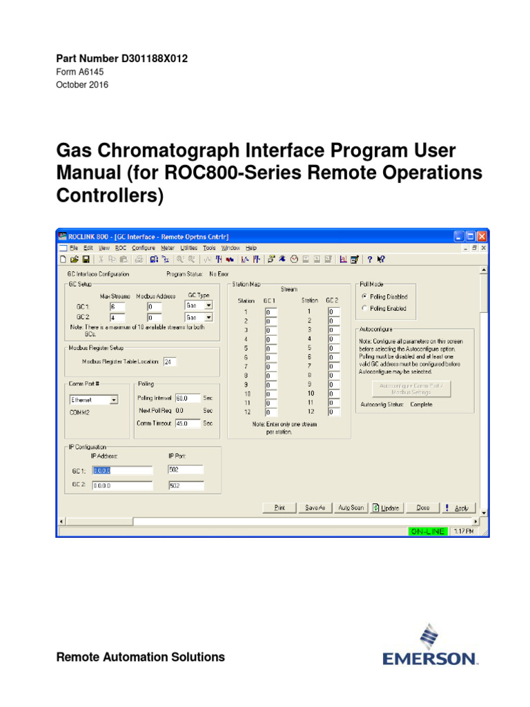 Gas Chromatograph Interface For ROC809 User Program Manual | Download ...