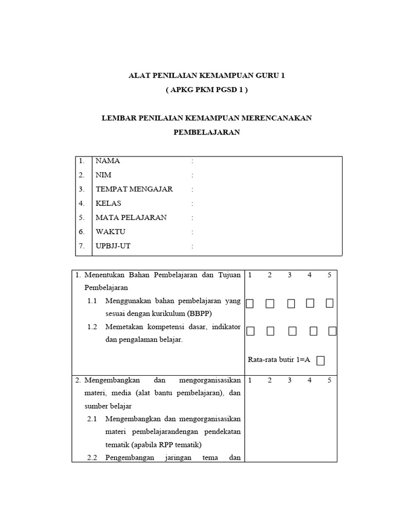APKG I Dan II | PDF | Karier & Perkembangan | Sains & Matematika