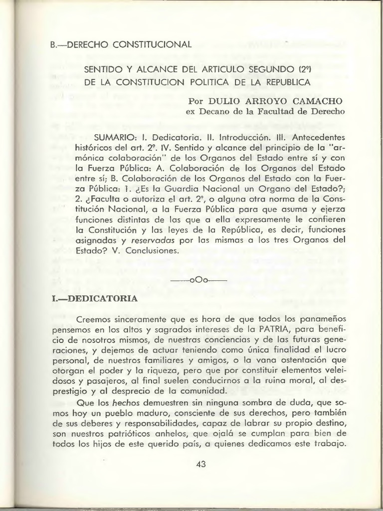 DULIO ARROYO SENTIDO y ALCANCE DEL ART SEGUNDO CONSTITUCION DE PANAMA ...