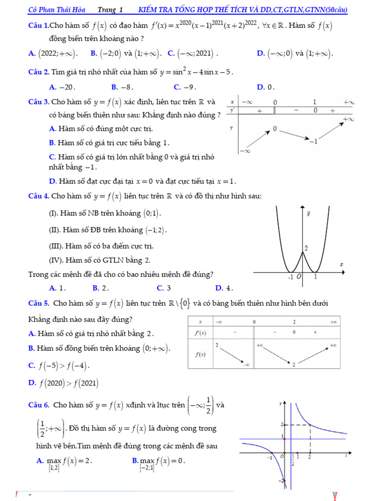 12 KTRA T NG H P - 202150câu | PDF
