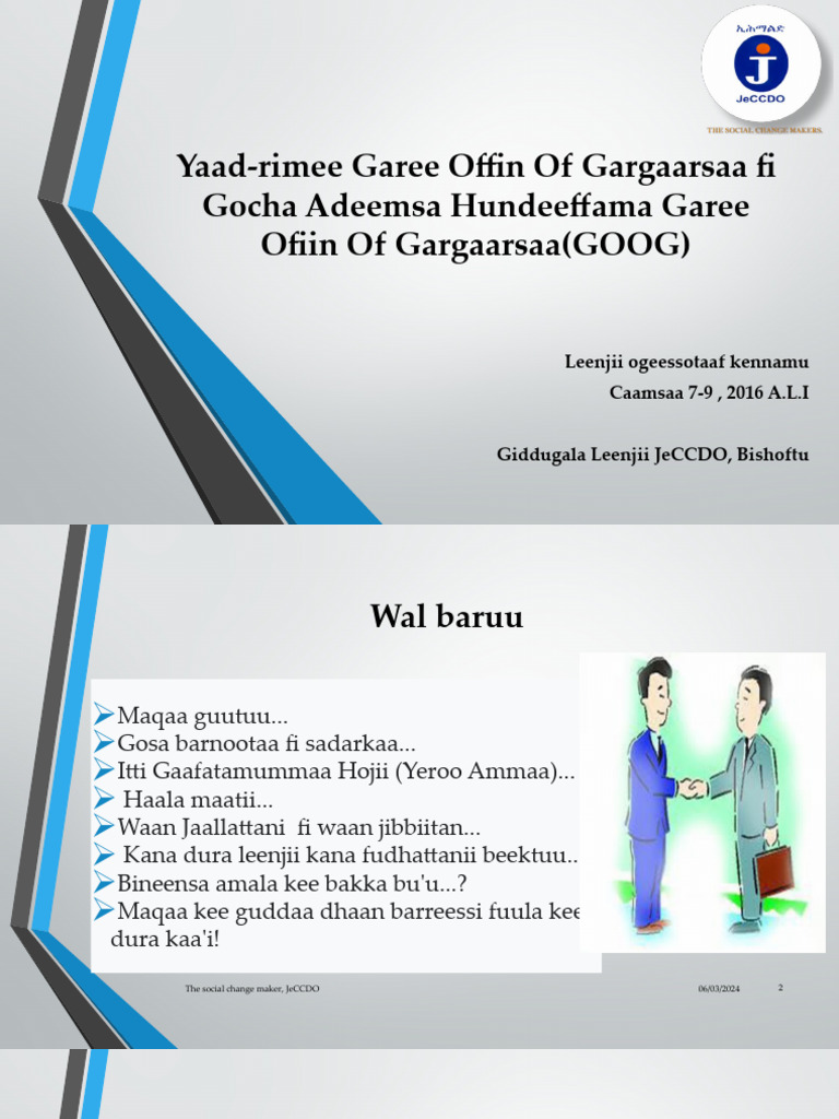 SHG Training PPT Afaan Oromo | PDF