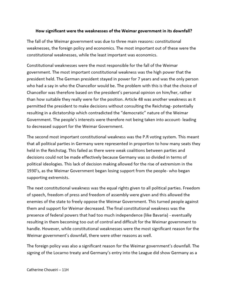 IGCSE History Depth Study On Nazi German | PDF | Weimar Republic ...