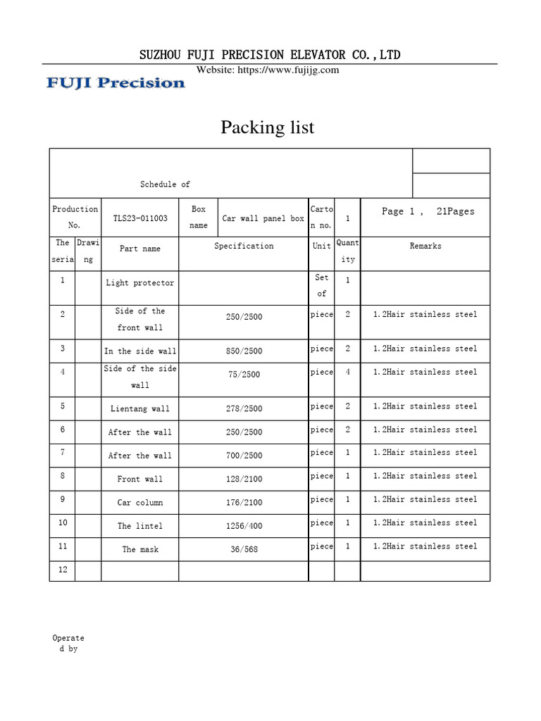 Packing List Detail | PDF | Elevator | Manufactured Goods