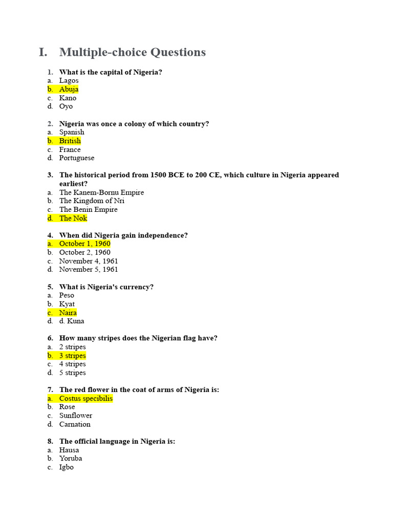 Ic Quiz - Nigeria - Group5 - Shift 01 | PDF | Nigeria | Africa