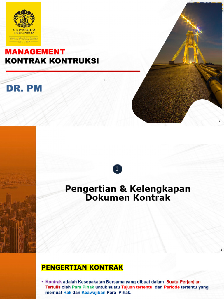 Pengertian dan Elemen Kontrak Konstruksi | PDF