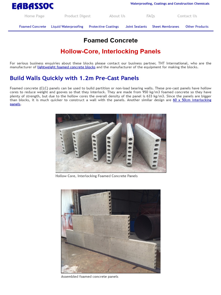 Foamed Concrete Hollow Core Panels For Building Walls | PDF | Concrete ...