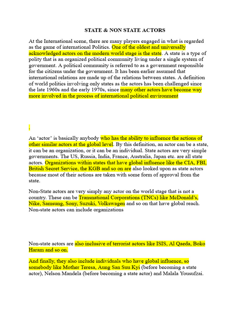 State - Non State Actors - MNCS | PDF | Non Governmental Organization ...