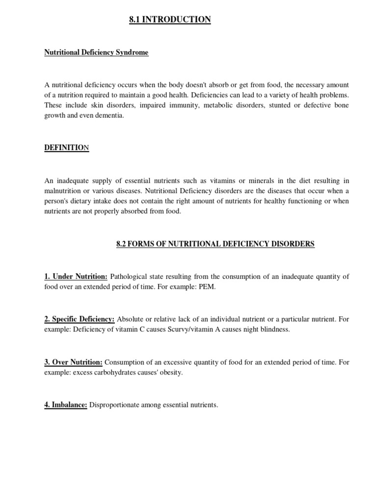 Nutritional Deficiency Disorders Overview | PDF | Nutrients | Malnutrition