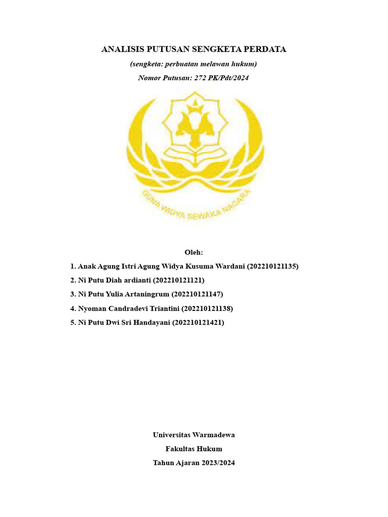 Analisis Putusan Sengketa Perdata | PDF