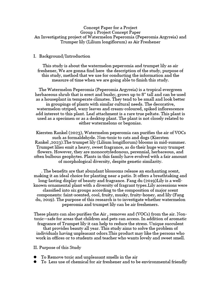 Concept Paper For A Project | PDF | Odor | Lilium