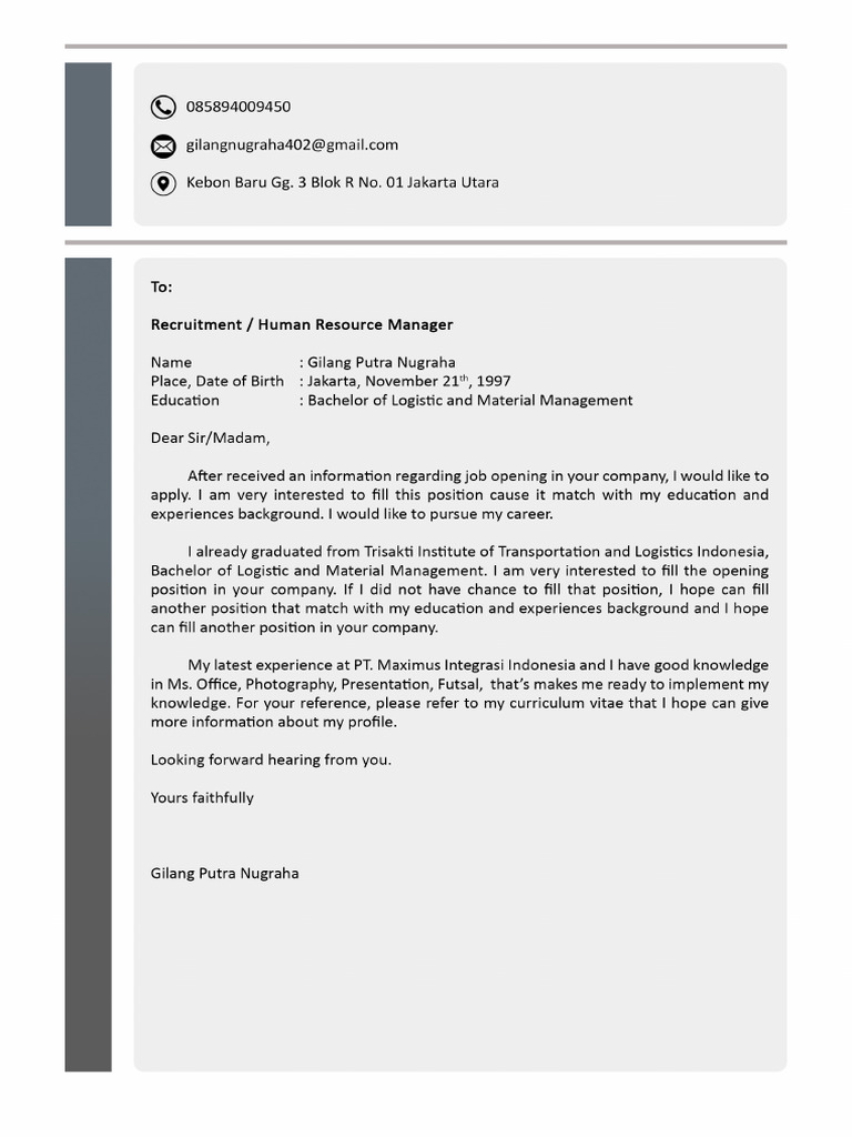 Cv Gilang Putra Nugraha 1 2 1 Pdf