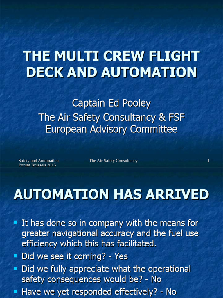 The Multi Crew Flight Deck and Automation | PDF | Aviation Safety | Automation
