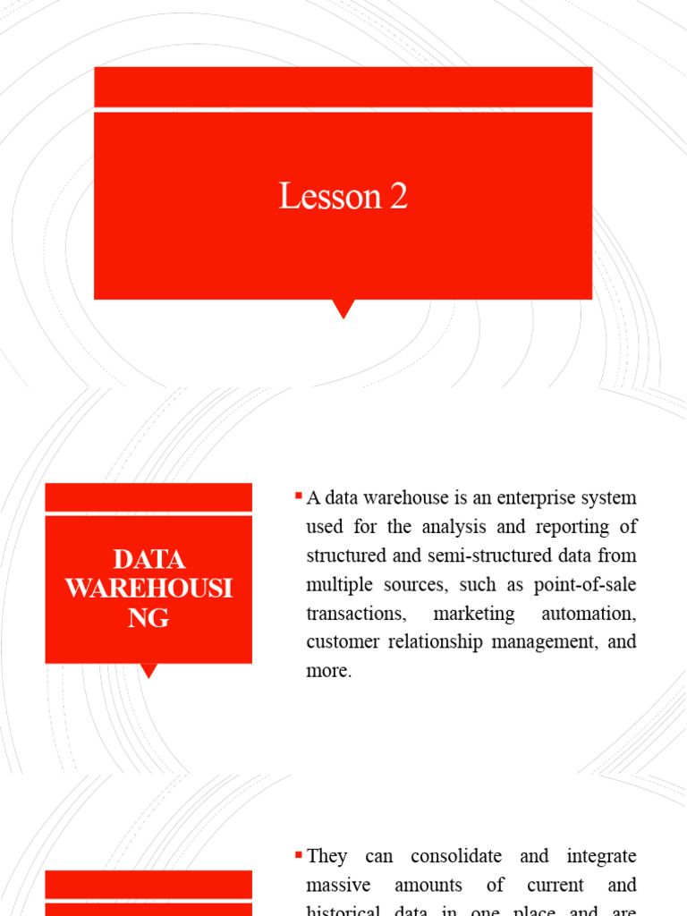 Lesson 2 | PDF | Data Warehouse | Computing Lesson 2 | PDF | Data Warehouse | Computing