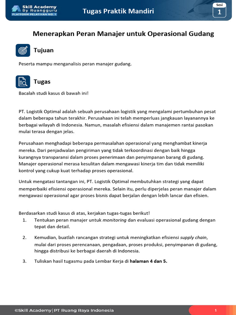 TPM-1 Peran Manajer Operasional Gudang - (Farhan Fadhilah) | PDF
