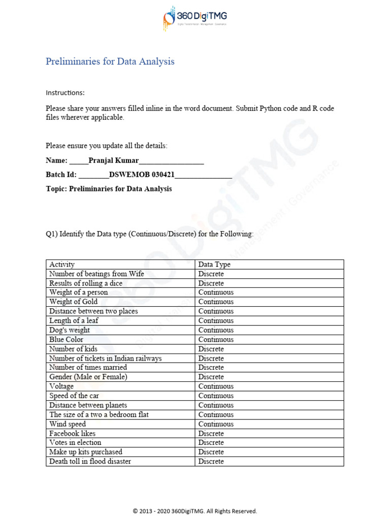 02.preliminaries For Data Analysis | PDF | Level Of Measurement