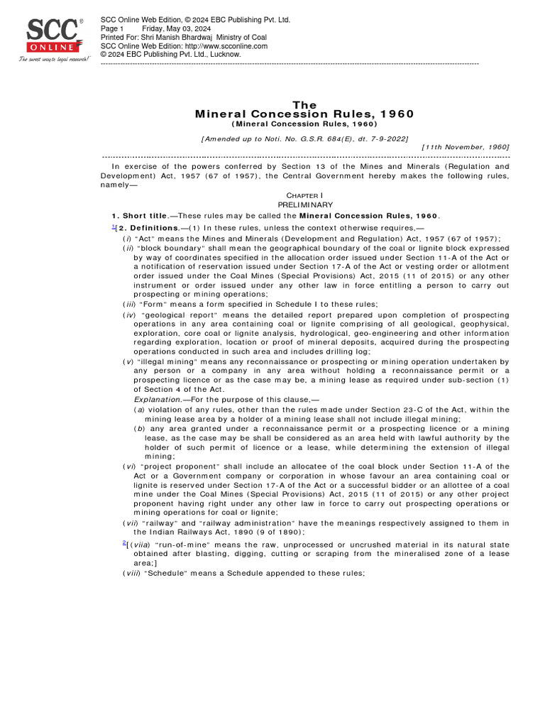 Mineral Concession Rules Overview 1960 | PDF | License | Income Tax