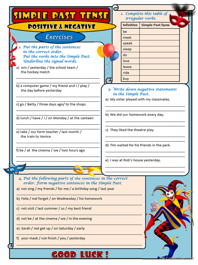 Simple Past Tense, Positive & Negative | PDF | Linguistics | Semantic Units