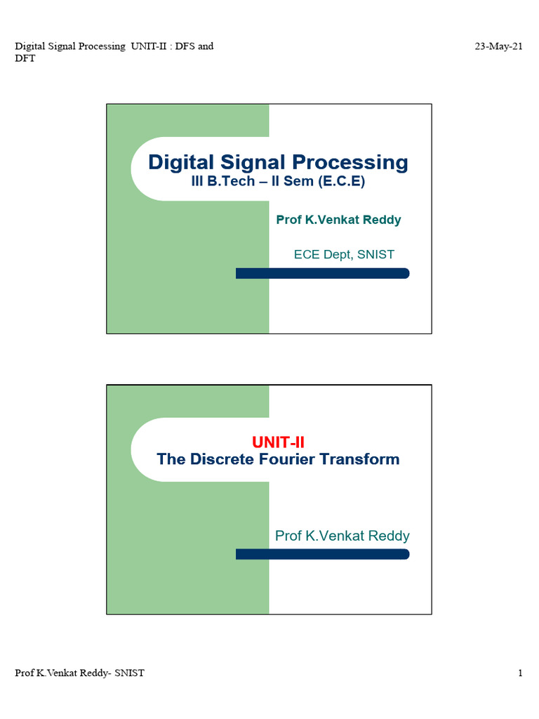 "DFS and DFT in Digital Signal Processing" | PDF | Discrete Fourier ...