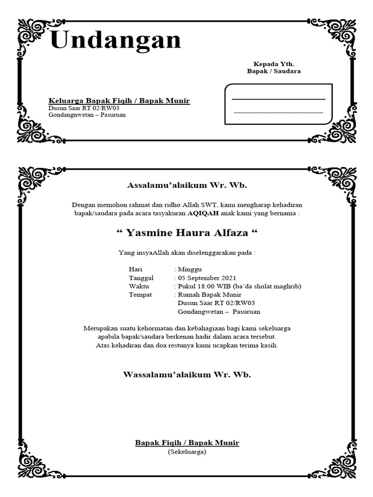 Undangan Mitoni | PDF