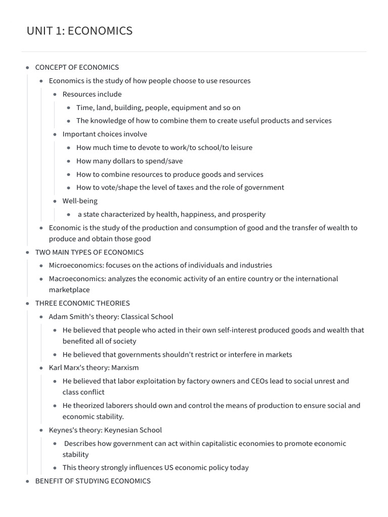 Unit 1 Economics | PDF