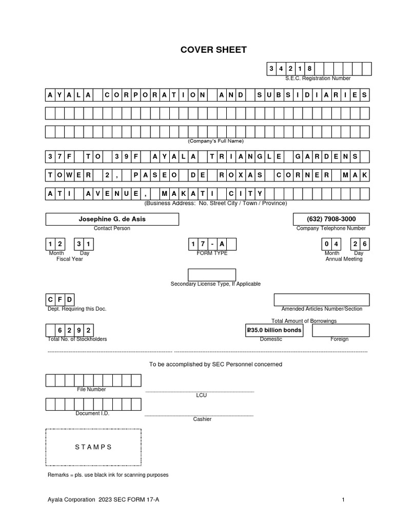 Ayala Corp 2023 Annual Report | PDF | Risk Management | Dividend