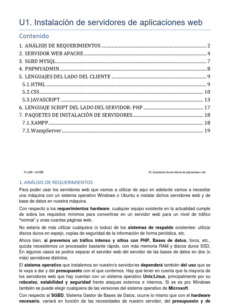 1.0 Instalación de Servidores de Aplicaciones Web | PDF | Mi sql | Php
