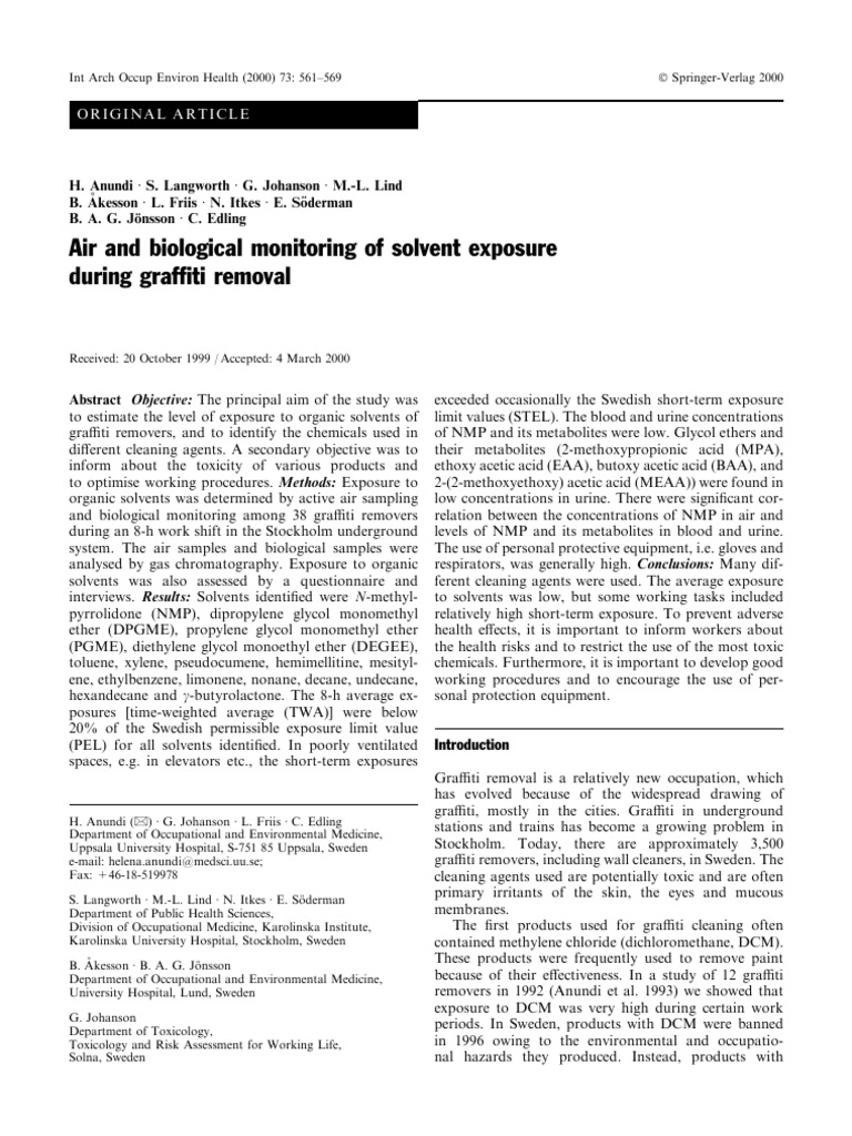 Air and Biological Monitoring of Solvent Exposure | PDF | Student's T ...