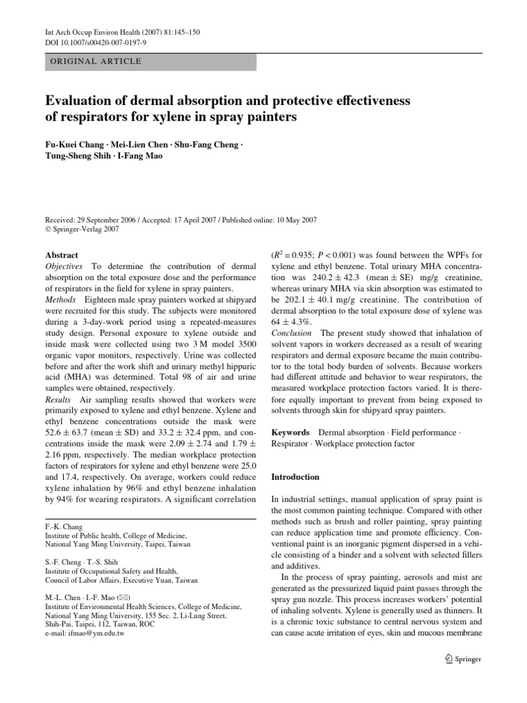 Evaluation of Dermal Absorption and Protective Evectiveness | PDF | Science & Mathematics