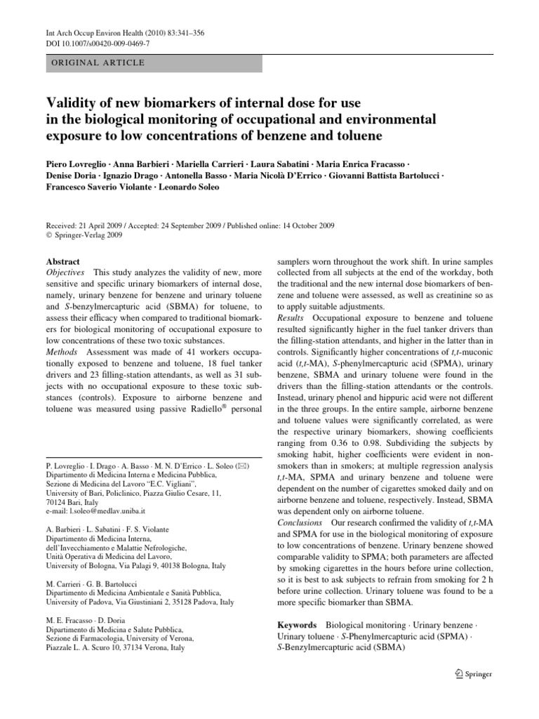 Validity of New Biomarkers of Internal Dose For Use | Download Free PDF ... Validity of New Biomarkers of Internal Dose For Use | Download Free PDF ...