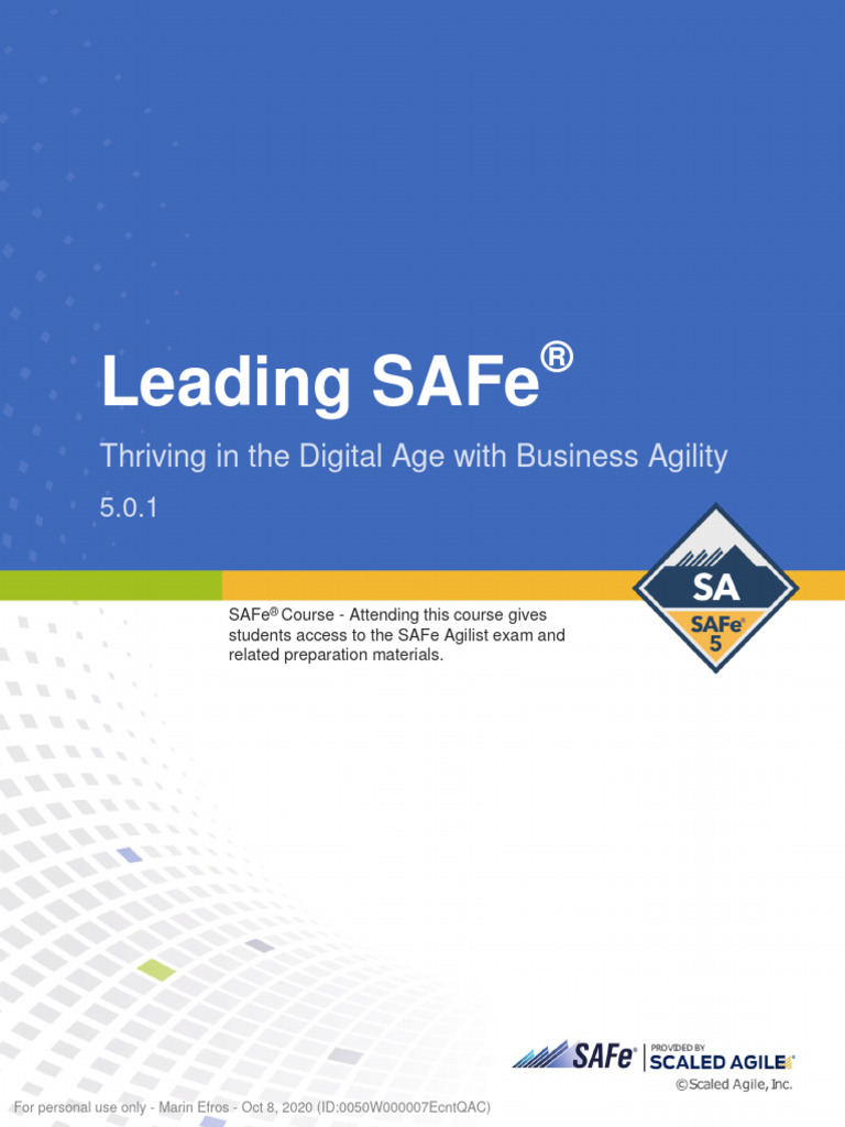 Leading SAFe Digital Workbook (5.0.1) | PDF | Agile Software ...