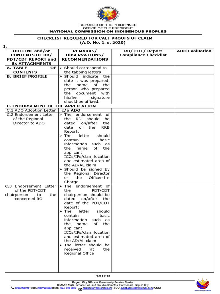Checklist: AD/AL Delineation Process | PDF