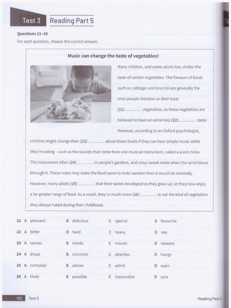 PET Trainer Test 3 Reading Parts 5 and 6 | PDF