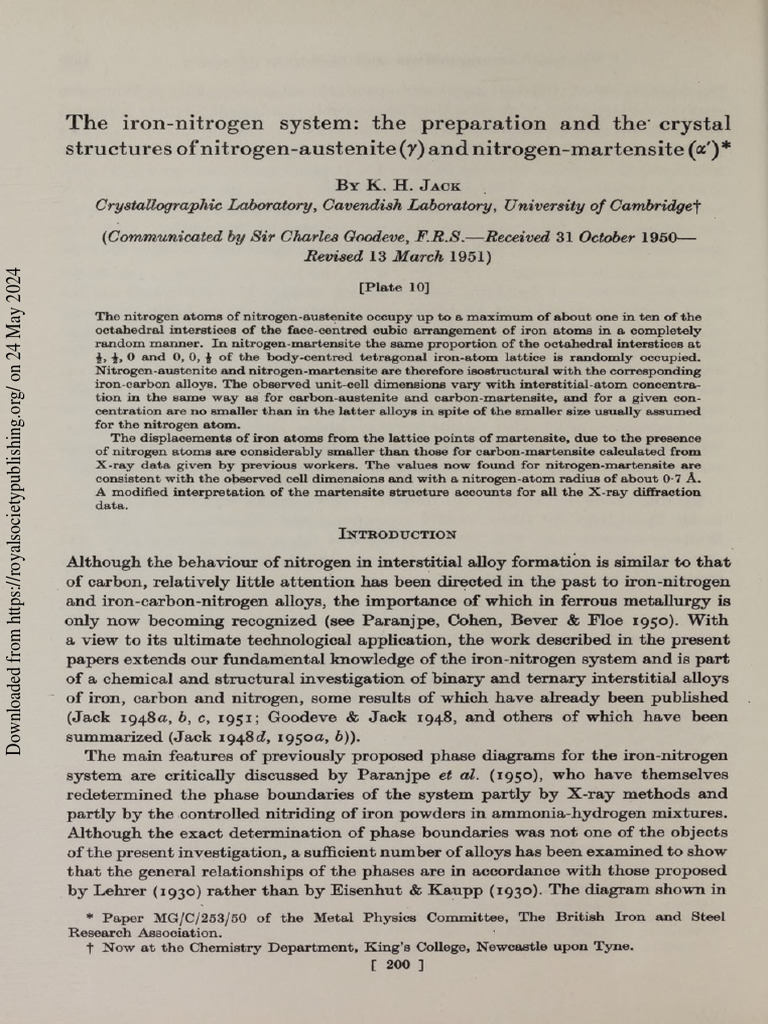 Jack Goodeve 1997 the Iron Nitrogen System the Preparation and the Crystal Structures of ...