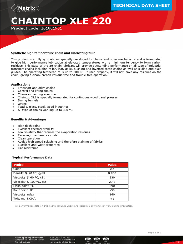 Industrial High-Temp Chain Lubricant | PDF | Lubricant | Viscosity