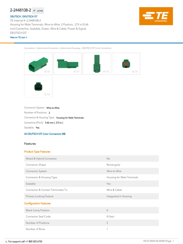 Product 2 2448108 2.datasheet | PDF | Electrical Connector | Electronics