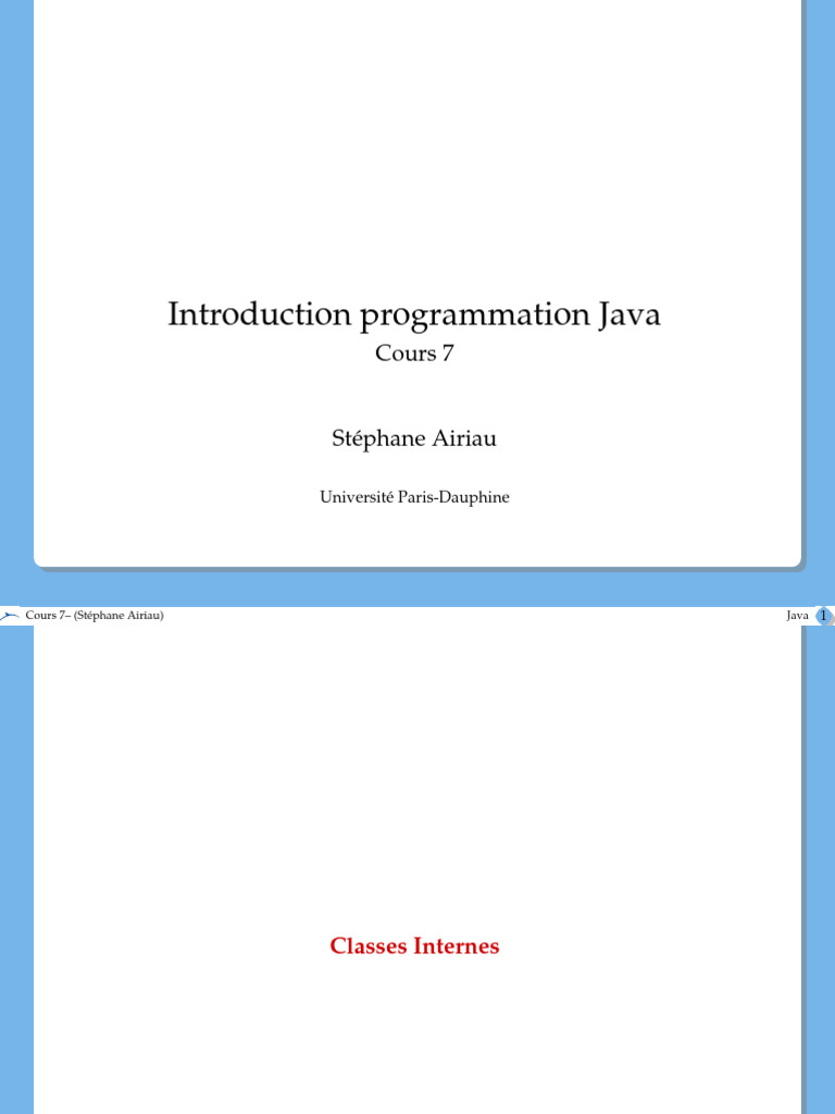 Cours 7 | PDF | Classe (informatique) | Java (Langage de programmation)