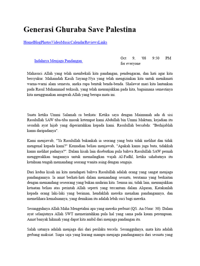 Generasi Ghuraba Save Palestina | PDF | Pengembangan Diri | Agama ...