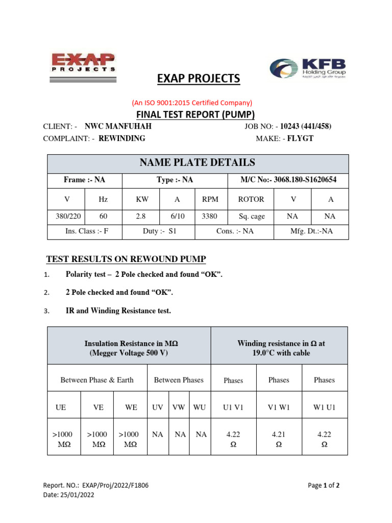 Final Report of NWC Manfuhah Job # 10243 (2.8KW) | PDF | Power (Physics ...
