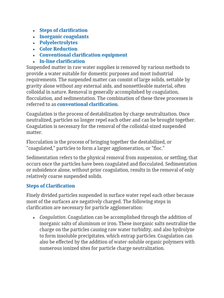 Clarification | PDF | Water Purification | Materials