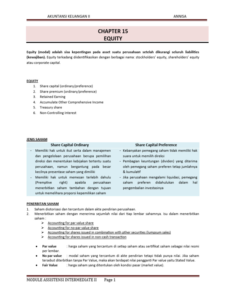 Chapter 15 - Equity Revisi | PDF