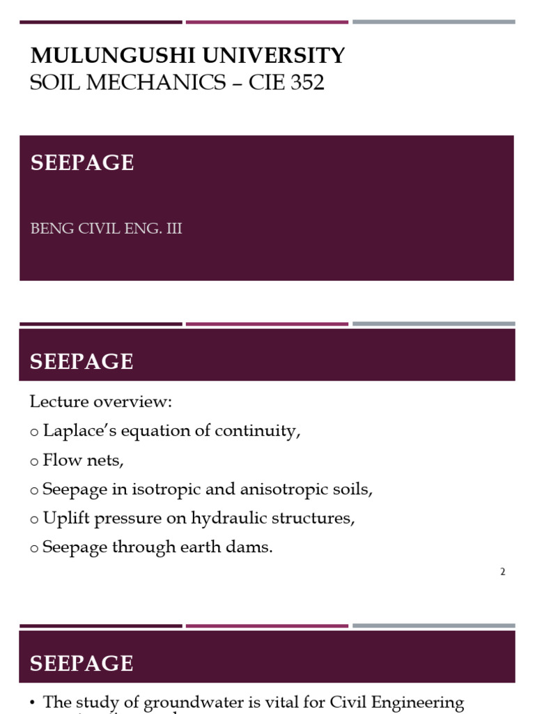 4.a Seepage | PDF | Soil Mechanics | Dam
