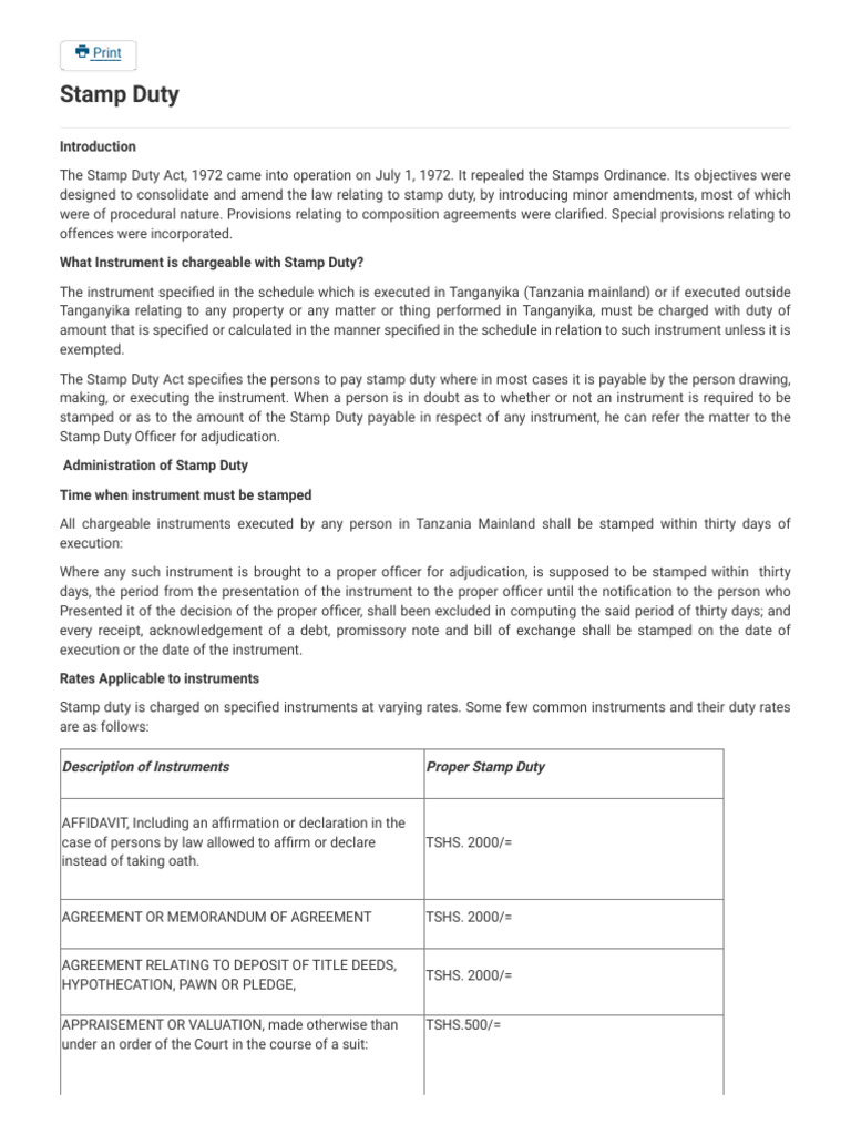 Stamp Duty Regulations in Tanzania | PDF | Lease | Justice