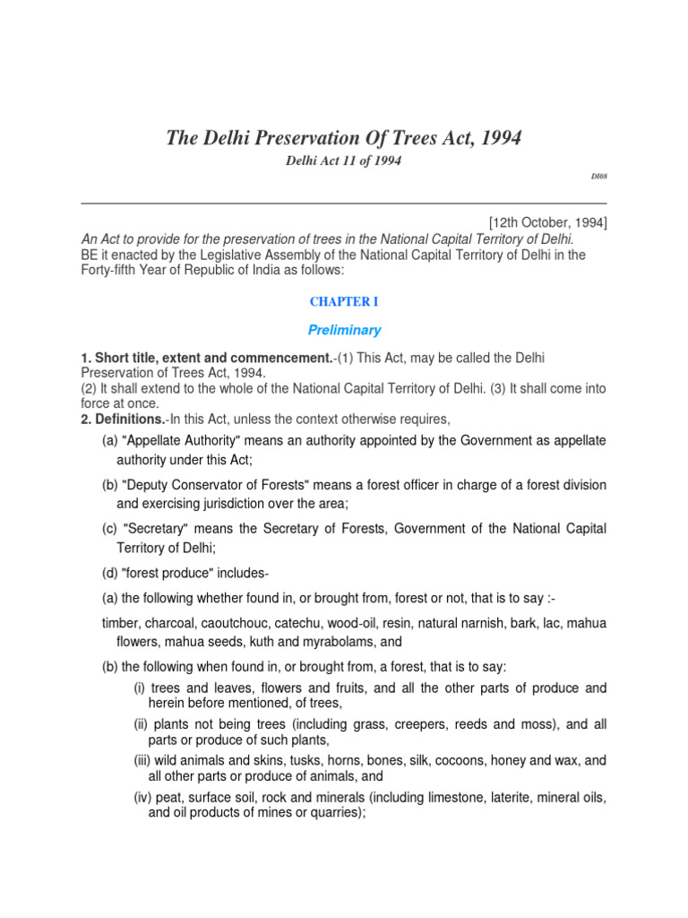 The Delhi Preservation of Trees Act 1994 | PDF | Arrest | Bail