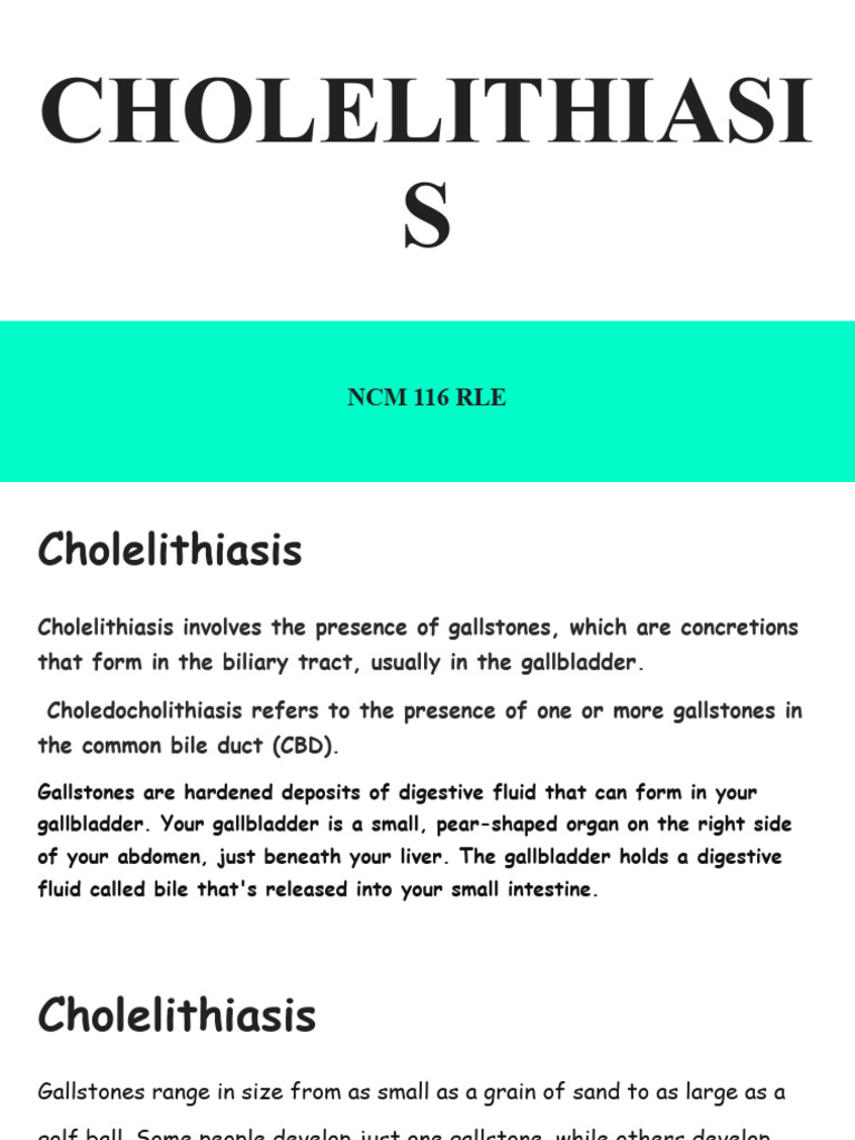 CHOLELITHIASIS | PDF | Gallbladder | Bile