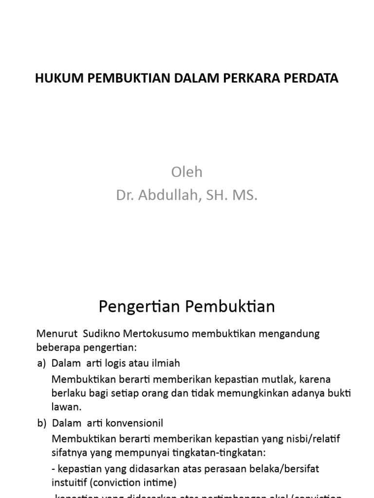 Hukum Pembuktian Perkara Perdata | PDF | Hukum