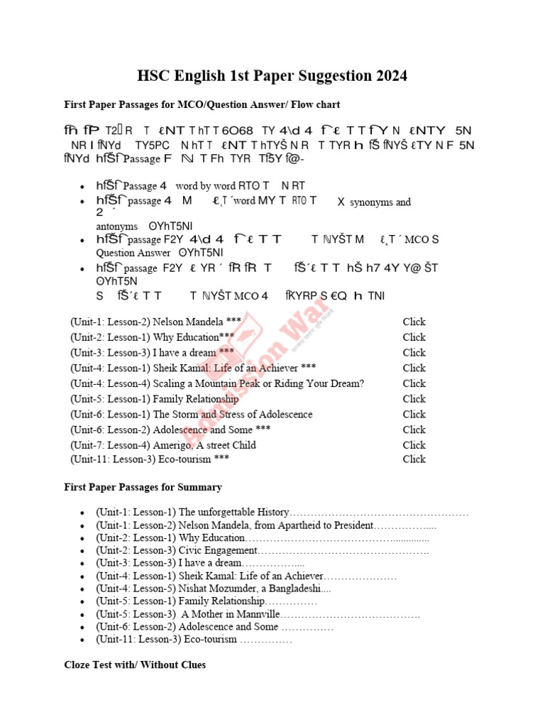 HSC English Paper 2024 Overview | PDF