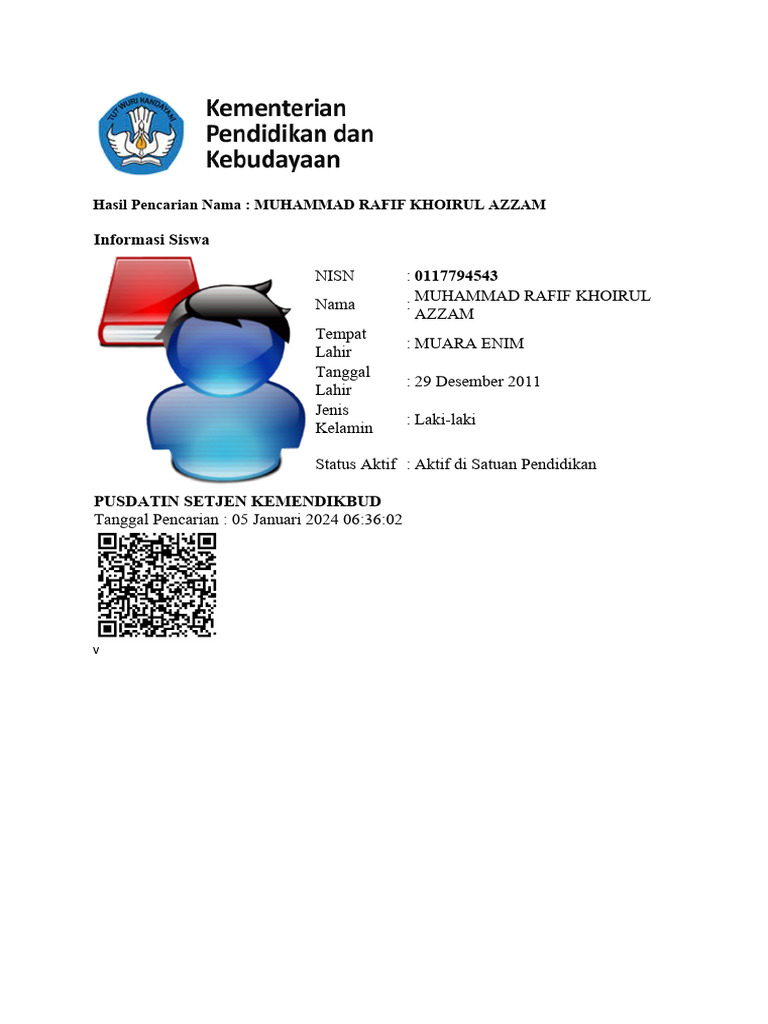 Informasi Siswa: Muhammad Rafif | PDF
